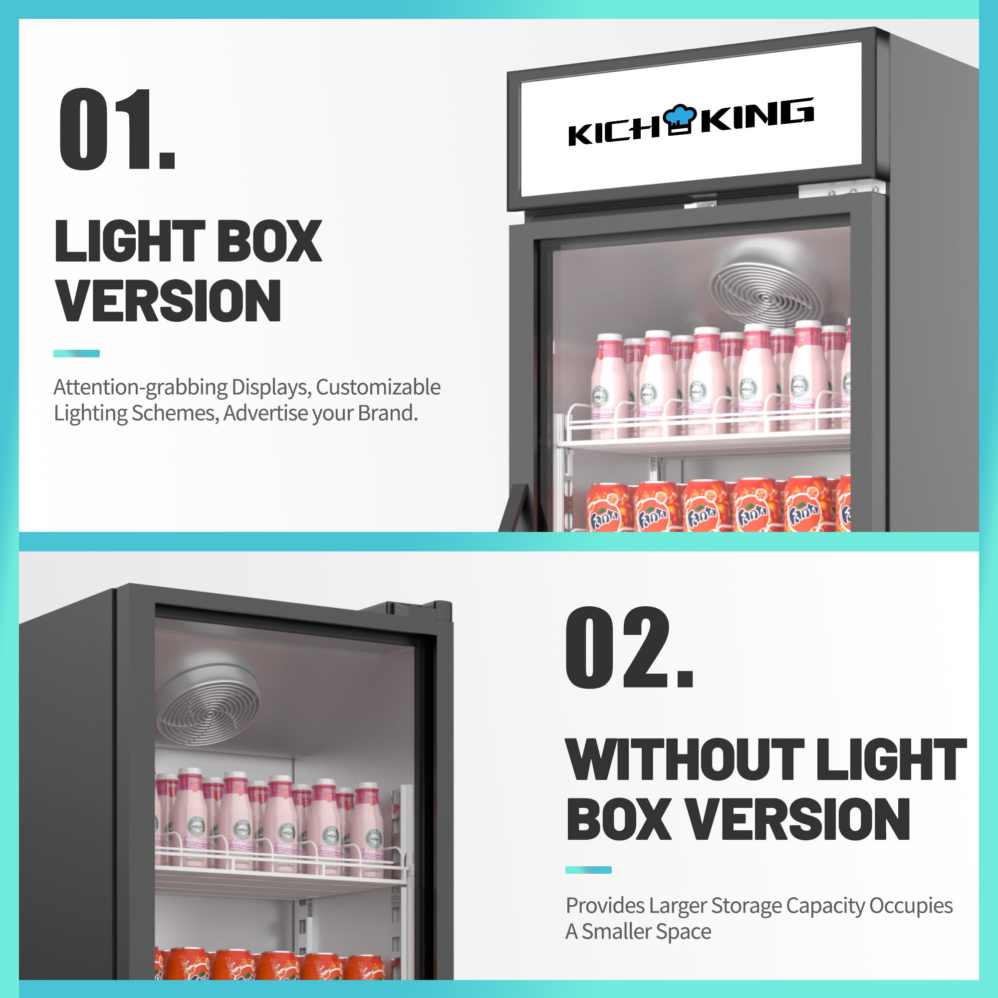 11.3 Cu. Ft Merchandiser Refrigerator 32-50°F Commercial Beverage Refrigerators Low-E Glass Door Display Cooler Aluminum Alloy Frame Upright Drink Fridge, LED Light Box Adjustable Organizer, Black