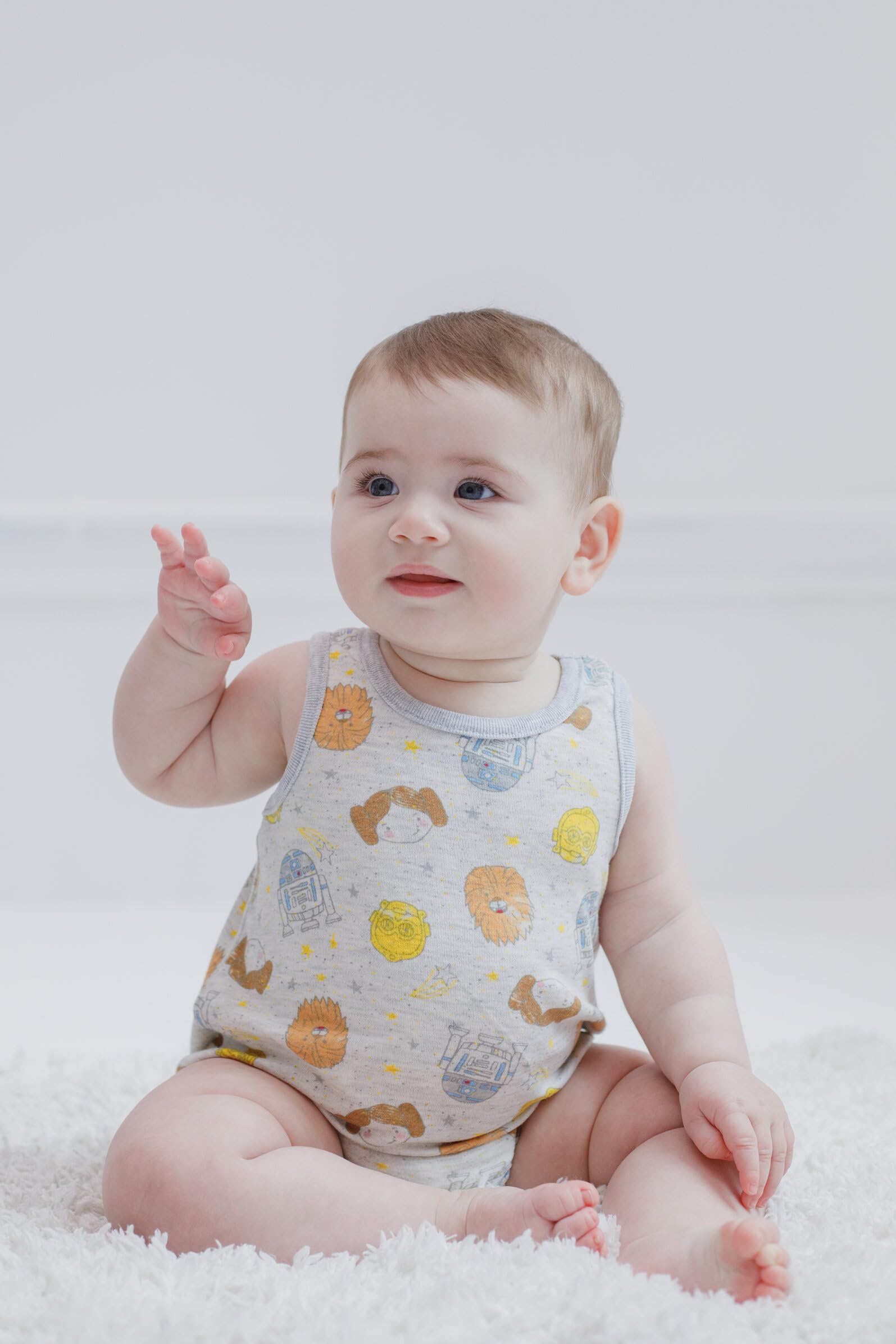 STAR WARS C-3PO Princess Leia Chewbacca R2 D2 Newborn Baby Girls Bodysuit and Romper Grey 0-3 Months