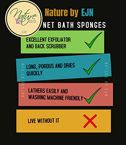 Nature by EJN - Net Bath Sponge, Customized N1 Weave, Long, NKN Naturals, Skin Exfoliation, African, Porous, Stretches to Approximately 49" (Sea Blue)