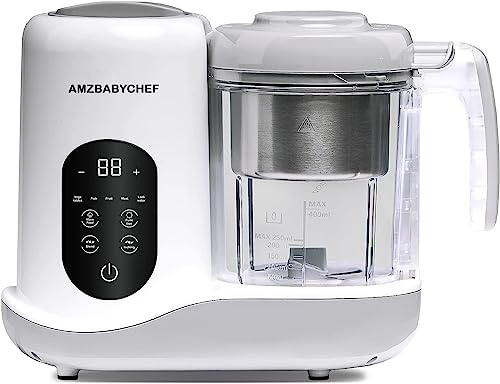 Baby Food Maker & Steamer All in 1 Processor for Toddlers-Steam, Blend, Chop, Sterilizer, Puree, Warm Milk, 8 Oz Stirring Cup, Timer, Auto Shut-Off, 120V, Homemade Food, white, Small, 35 Oz