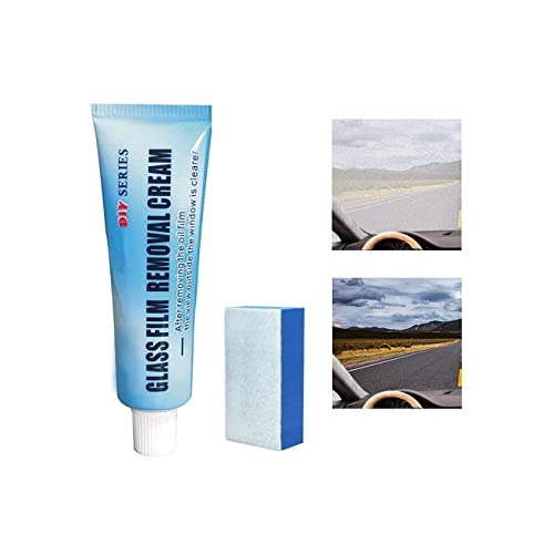 2023 Car Glass Oil Film Cleaner with Sponge -【New Model】Glass Oil Film Removing Paste, Car Windshield Oil Film Cleaner, Glass Stripper Water Spot Remover, Safety and Long-term Protection (A-1PCS)