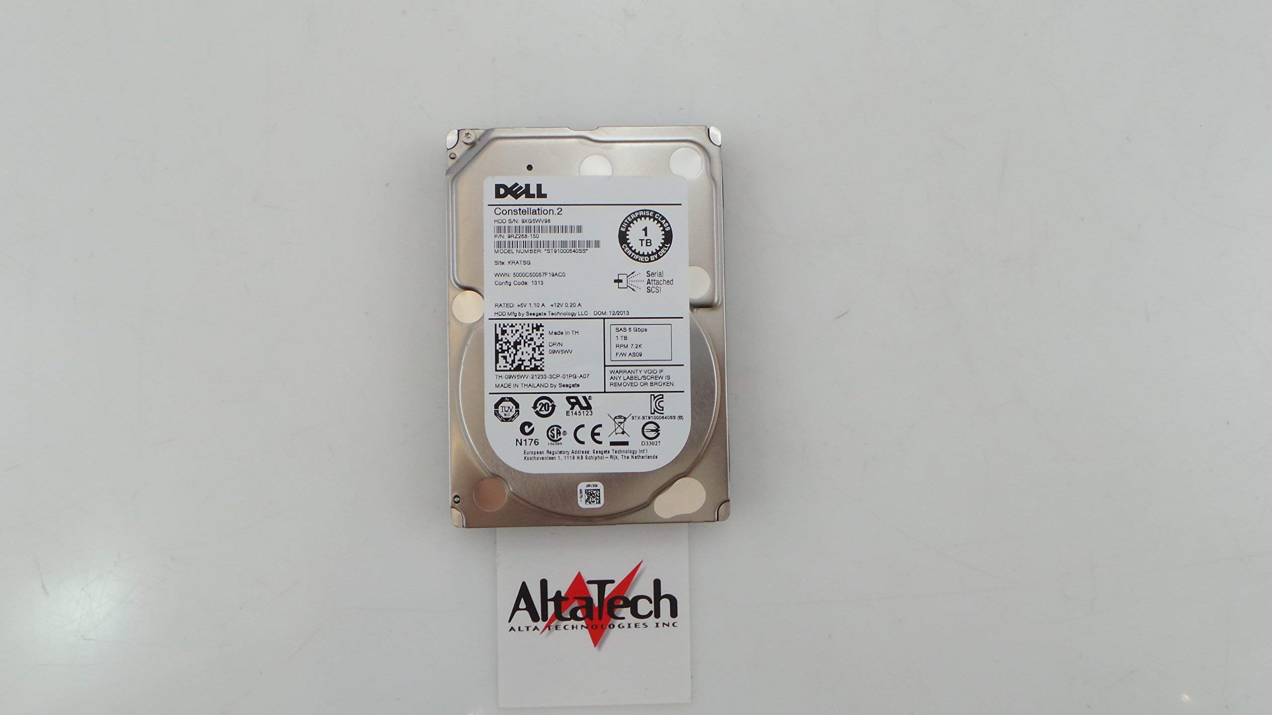 9W5WV DELL New Dell/SEAGATE 1TB Constellation 2.5 6Gb/s 7200 RPM SAS Tray (Renewed)
