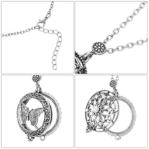 10 Pieces Magnifying Glass Long Necklace with Reading Magnifying Glass Pendant (Antique Silver)