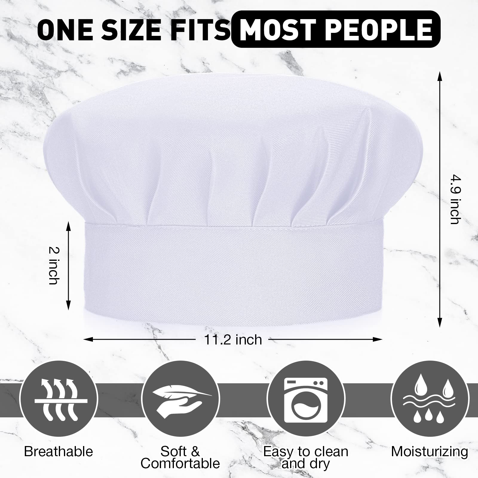 18 Pcs Chef Hats for Adults Adjustable Elastic Chef Cap Kitchen Bakers Hat Cooking Cap Funny Chef Gifts for Men Women, Black, White, Red