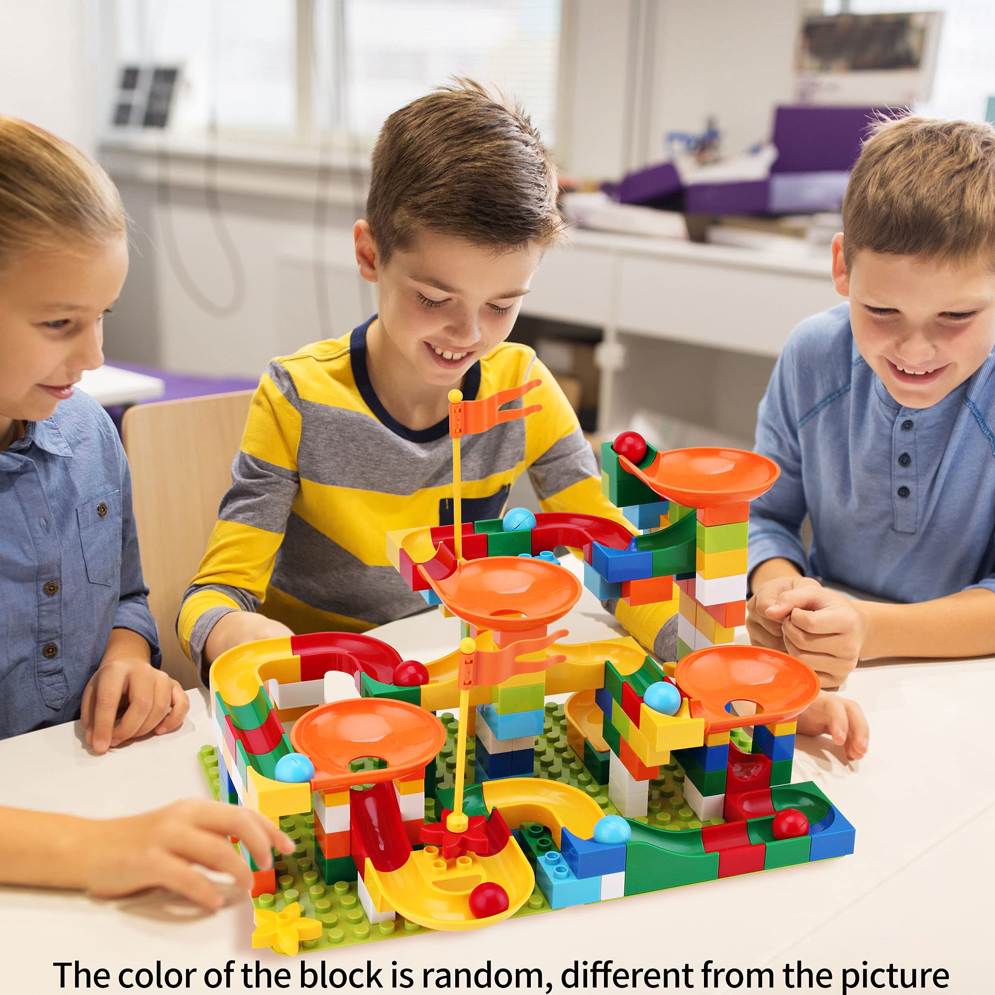 162 PCS Marble Run Building Blocks with 6 Balls Classic Big Blocks STEM Toy Kids Puzzle Compatible with All Major Brands Bricks Set, Ramps, Funnels for Boys Girls Age 4 5 6 7 8+