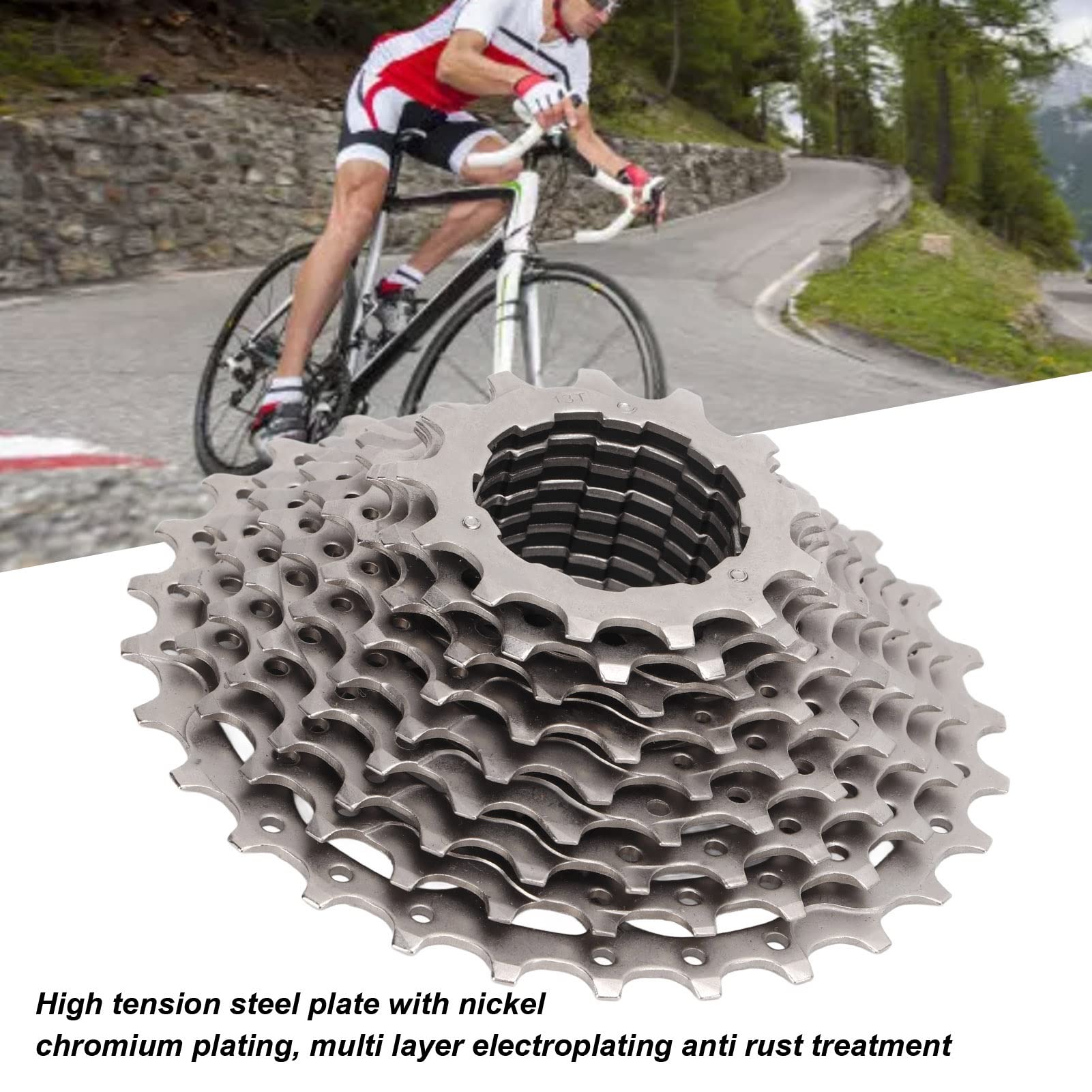 11 Speed Bike Cassette, Multi Layer Electroplating 11 Speed 11β28T Bike Cassette Steel Smoother Shifting for Road Bike