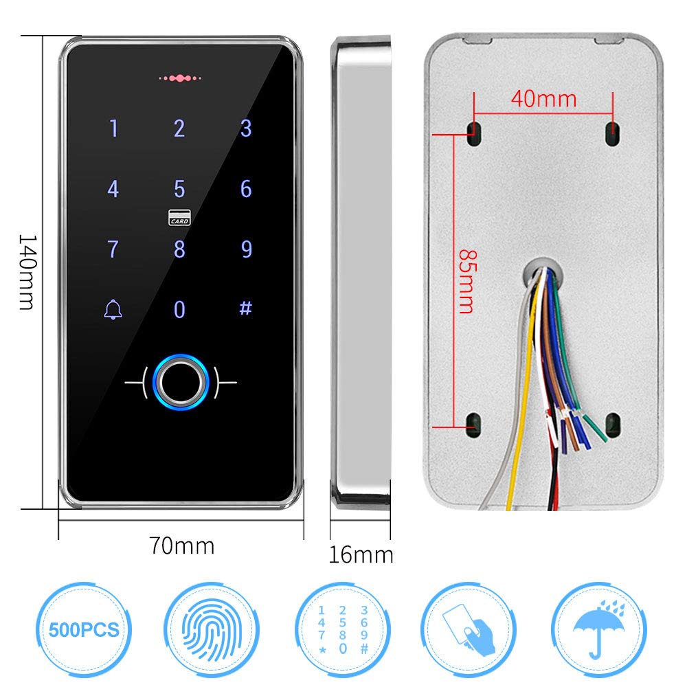 HFeng Outdoor IP68 Waterproof RFID Access Control Keypad Fingerprint Biometrics Access Controller WG26/34 Card Reader + 10pcs 13.56MHz Keyfobs for Home/Office