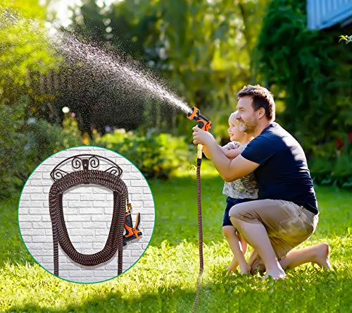 TomCare Garden Hose Holder Heavy Duty Water Hose Holder Solid Metal Hose Hanger Wall Mount Decorative Durable Garden Hose Storage Hose Reel Hose Stand Hose Organizer for Outside Yard, Bronze