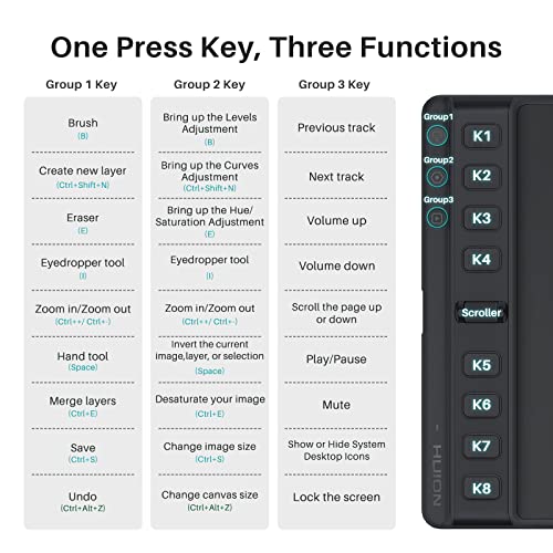 2023 HUION Inspiroy 2 Medium Drawing Tablet with Scroll Wheel 8 Customized Keys Battery-Free Stylus for Digital Art, Design, Sketch, 9x5inch Graphics Tablet Works with Mac, PC & Mobile, Black