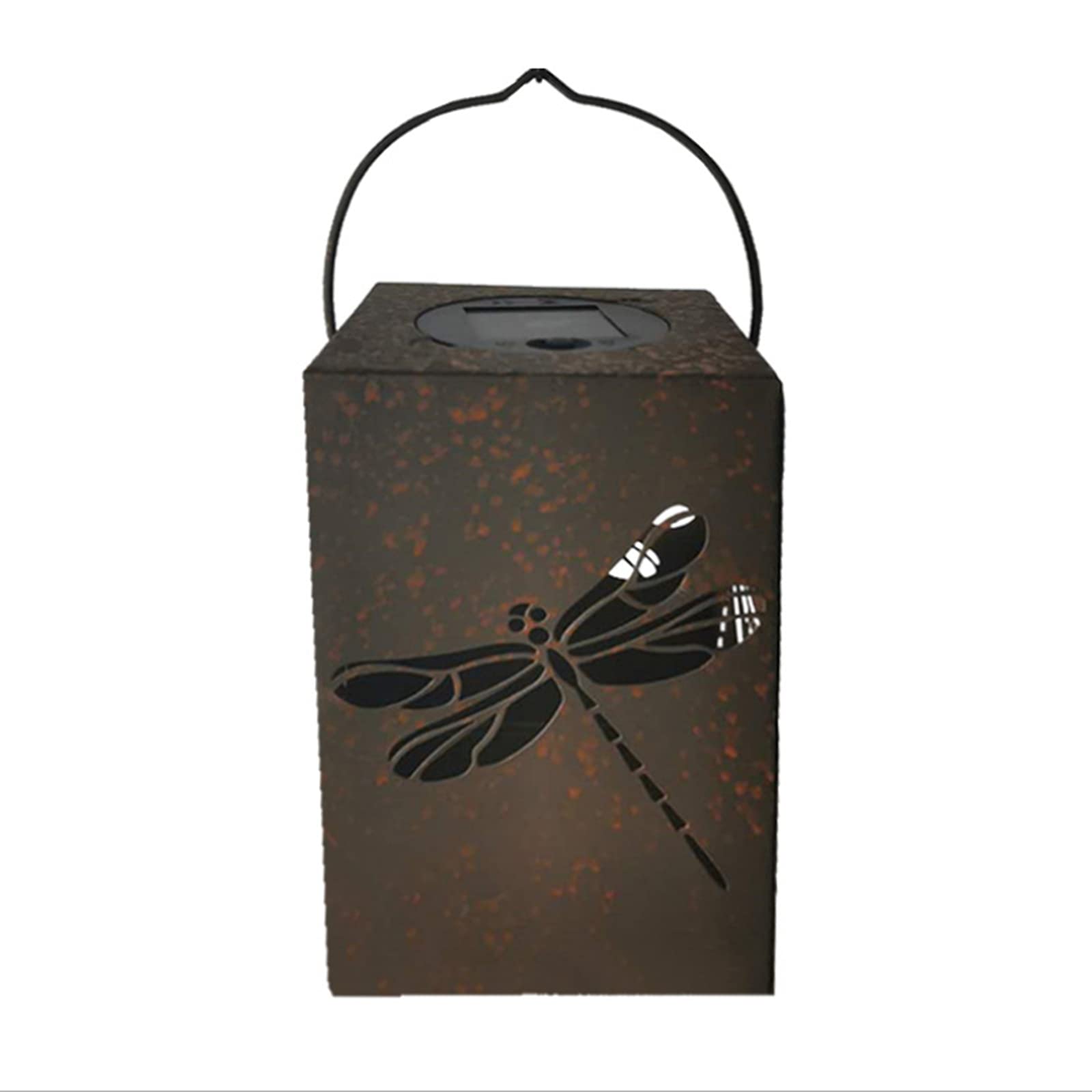2 Pack Solar Lantern, Outdoor Hollow Dragonfly Hanging Lamp Garden Iron Lawn Projection Lamp, Waterproof Led Flashing Flameless Candlestick Task Lamp, Used for Porch Courtyard Lawn Passage