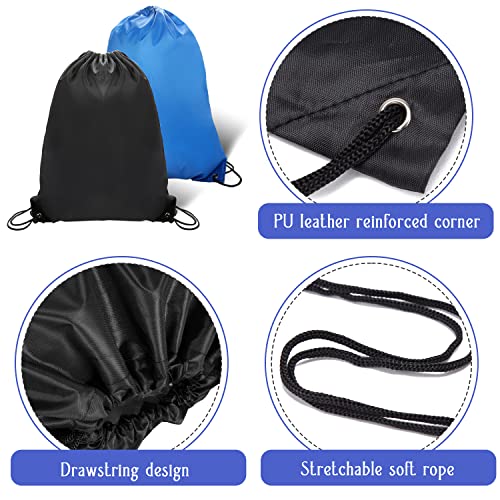 2PCS Drawstring Bags PE Bags Drawstring Gym Bag Black Draw String Bags Drawstring Backpack for Sports, Gym, Travel, Swimming, Beach