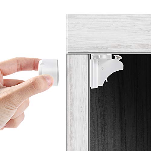 12 Pack Baby Proofing Magnetic Cabinet Locks - Safeasy Adhesive Children Safety Magnet Drawers Latches (12)