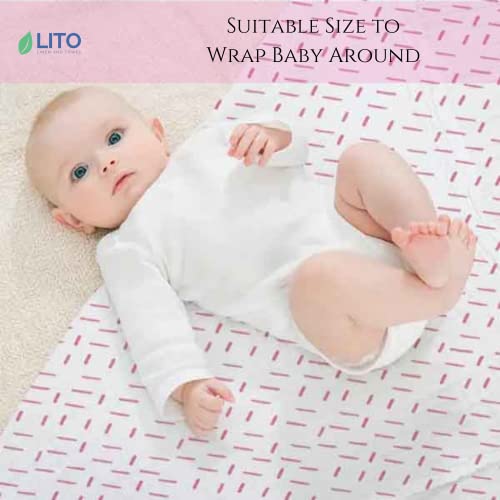 Swaddle Blankets| Receiving Blanket|Organic Cotton Breathable and Skin-Friendly Soft Muslin Swaddle Blankets for Boys| Baby Essentials, Registry & Gift | 48”x48” 2-Pack Pink Lines