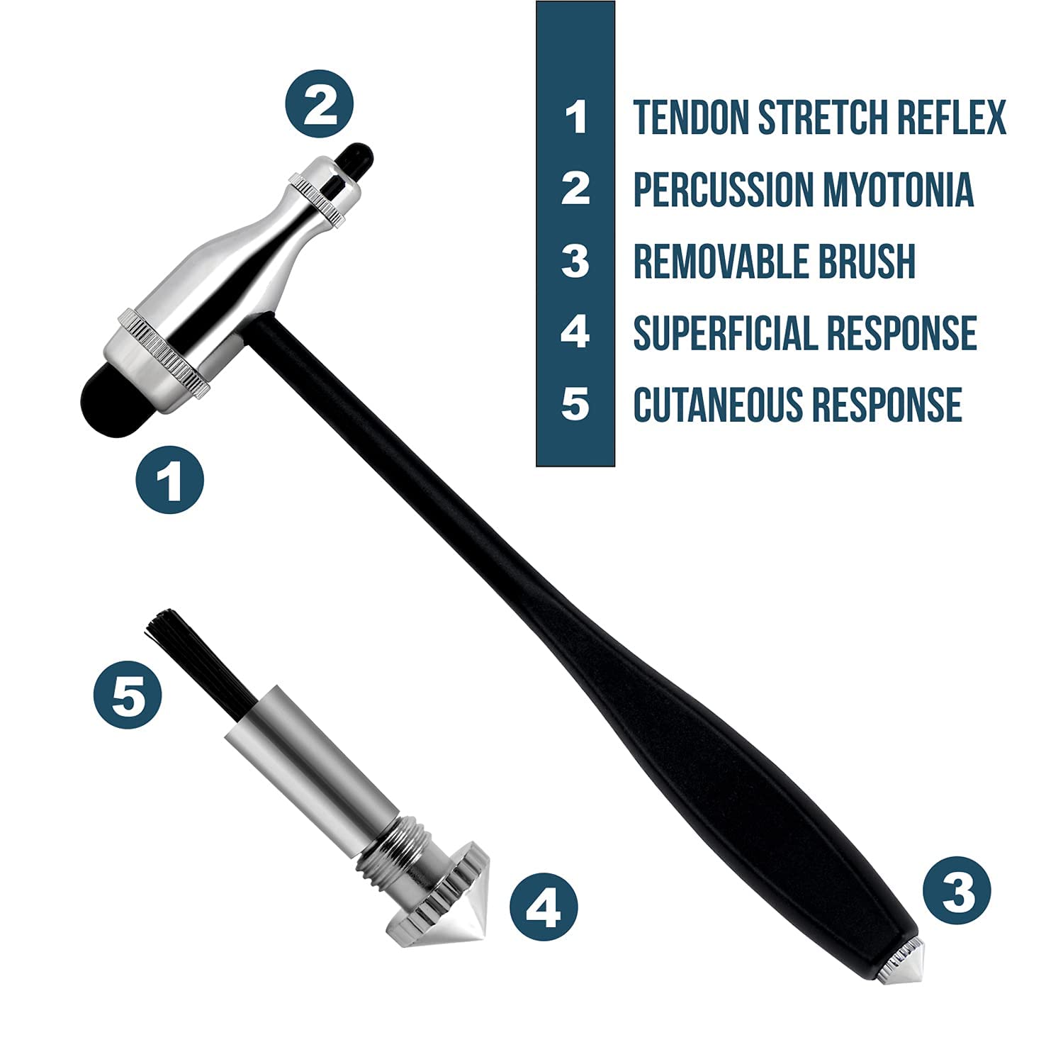 Tromner Reflex Hammer Neurological Medical Tool with Built-in Brush for Cutaneous and Superficial Responses β Light Percussion Reflex Hammer Medical Tool for Reflex Testing