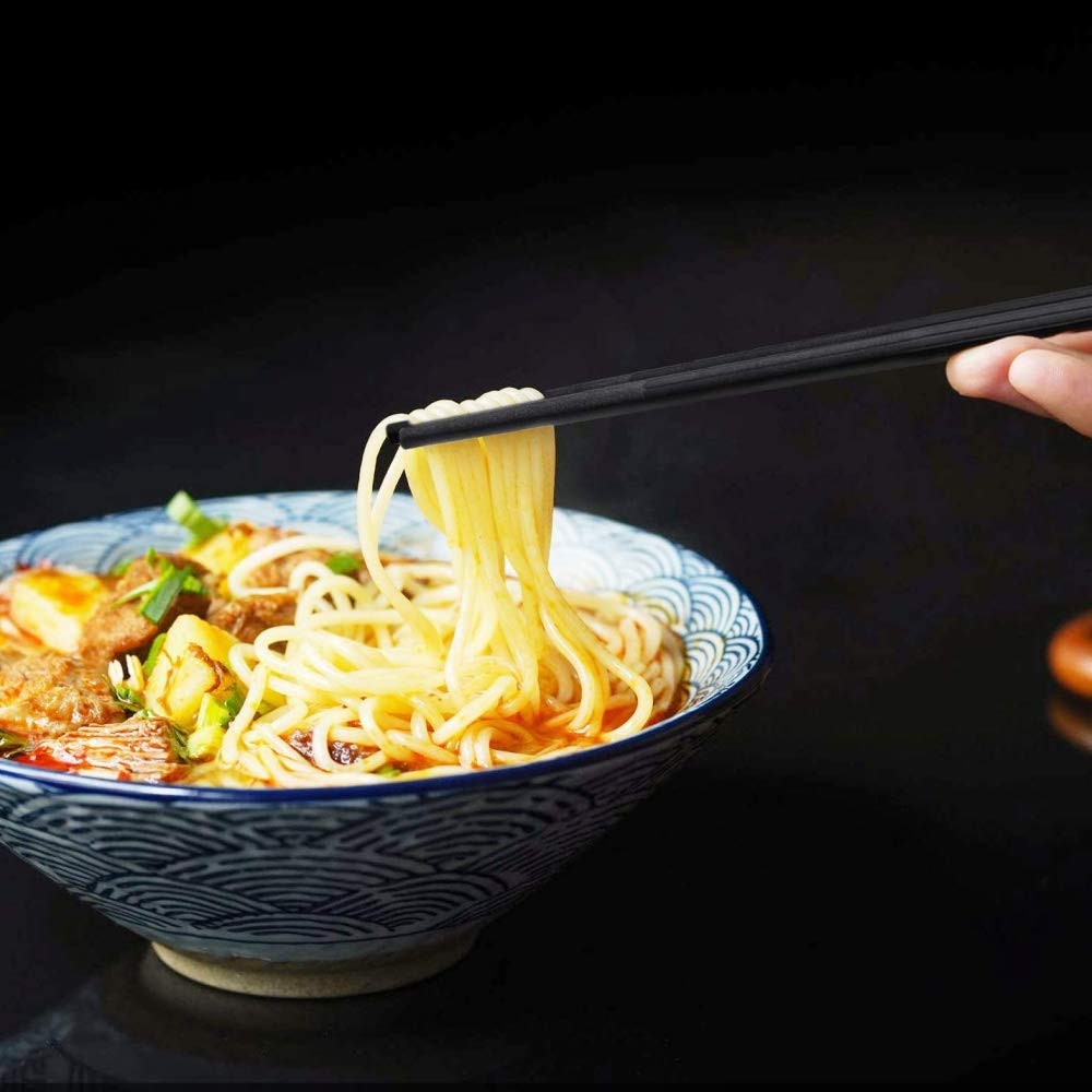 10 Pairs Fiberglass Chopsticks, Reusable Chopsticks and Dishwasher Safe, 9 1/2 Inches - Clover,Silver