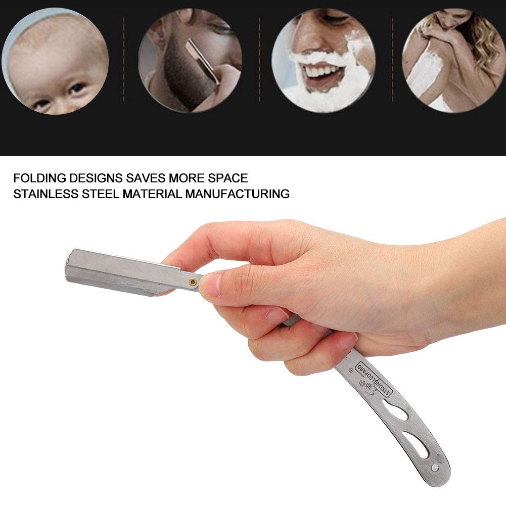 Barber Straight Razor, Stainless Steel 74 Manual Shaving Blade Holder Barber Folding Shaving Knife Rack(#1)
