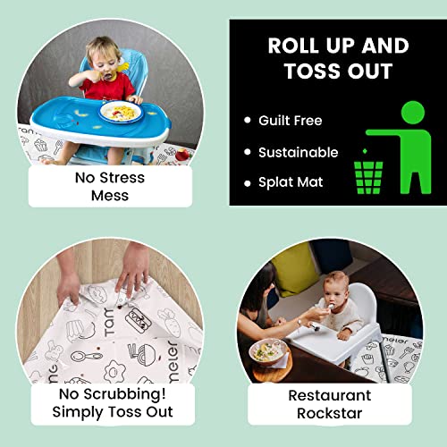 30 Pack Baby Splat Mat Under High Chair, 35'' x43'' Waterproof and Disposable Splash Mats, High Chair mat for Floor, Baby Led Weaning Supplies, Biodegradable, Compostable
