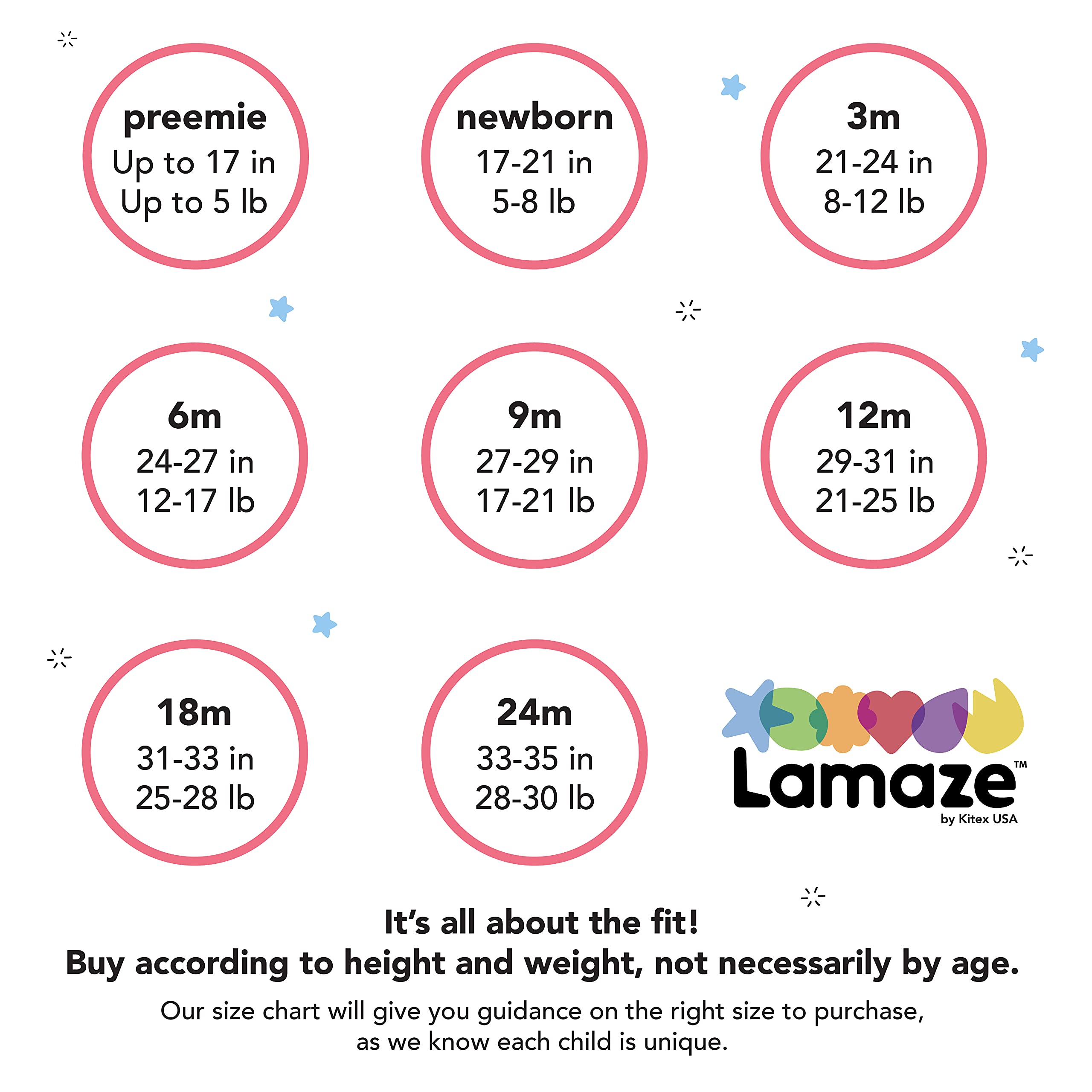 Lamaze Baby Super Combed Natural Cotton Sleep n Play, Zipper and Snap Closure Footed Sleepwear, 2 Pk, Grey Moon and Stars, 9 Months