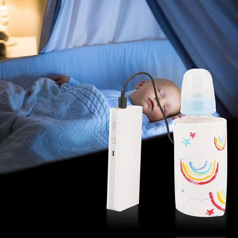 Portable Bottle Keep Warm, USB Travel Milk Heat Keeper, Baby Bottle Keep Warmer for Car Tavel, Storage Cover Insulation Thermostat(Red, 12)