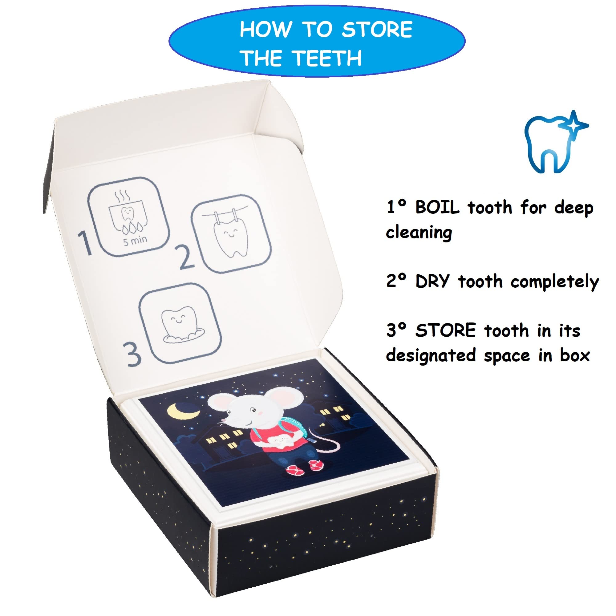 Dravira Baby Keepsake Tooth Box - Lost Teeth Holder Boy and Girl - Tooth Fairy Organizer - Gift for Parents and Kids - White Wood