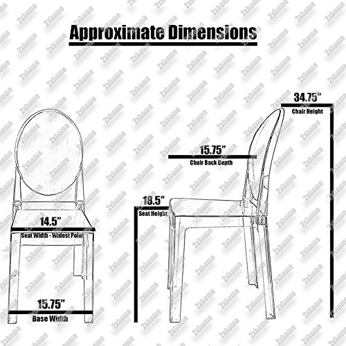 2xhome Louis Large Transparent Vanity Mid Century Ghost Chair, Clear