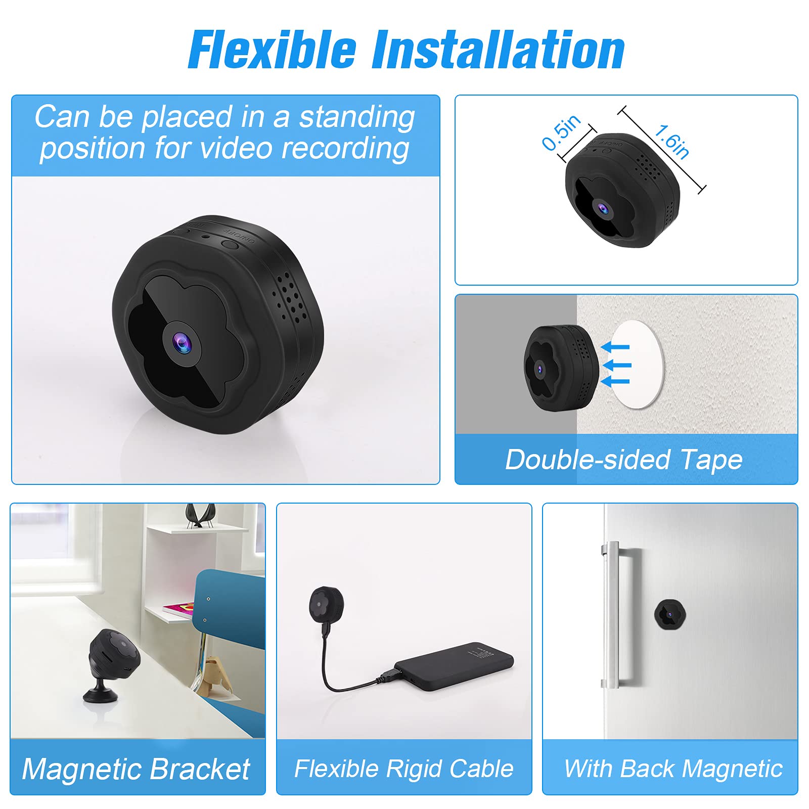 WiFi Spy Hidden Camera Mini Wireless Portable Nanny Cam,1080P HD Small Indoor Security Cameras with Night Vision Motion Detection Alert for Phone APP, Tiny Spy Cam for Home/Apartment/Car/Office/Baby
