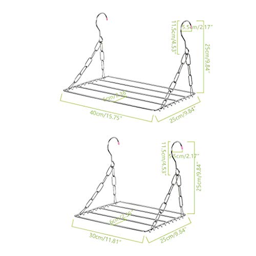 Beerty Foldable Shoes Drying Rack with 36/100 Hooks Clips Stainless Steel Clothes Airer Hanger Rack for Home and Outdoor
