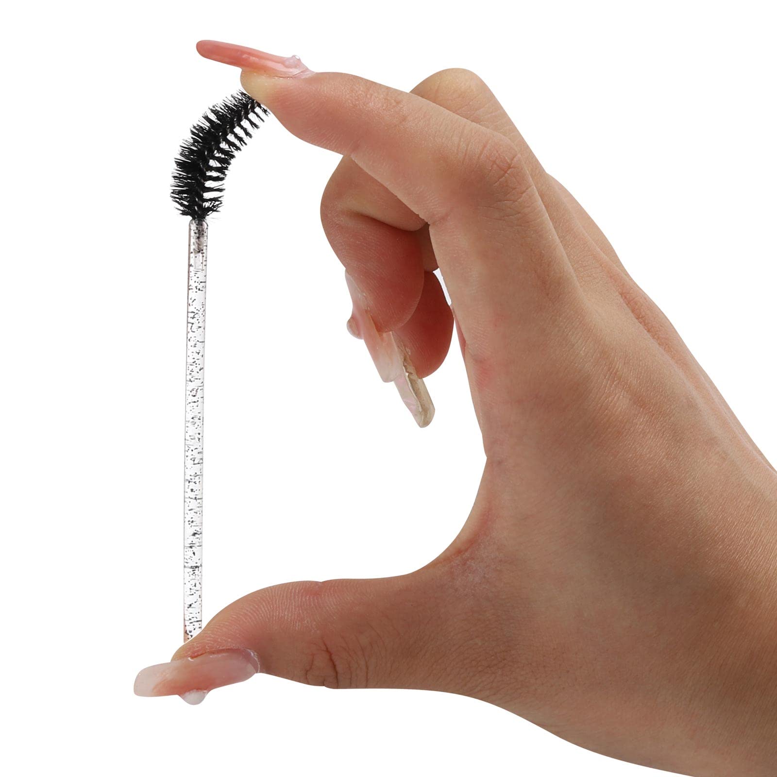 100 Pcs Disposable Mascara Wands, Eyebrow Spoolies Brush for Eyelash Extensions, Lash Brushes with Container (Black)