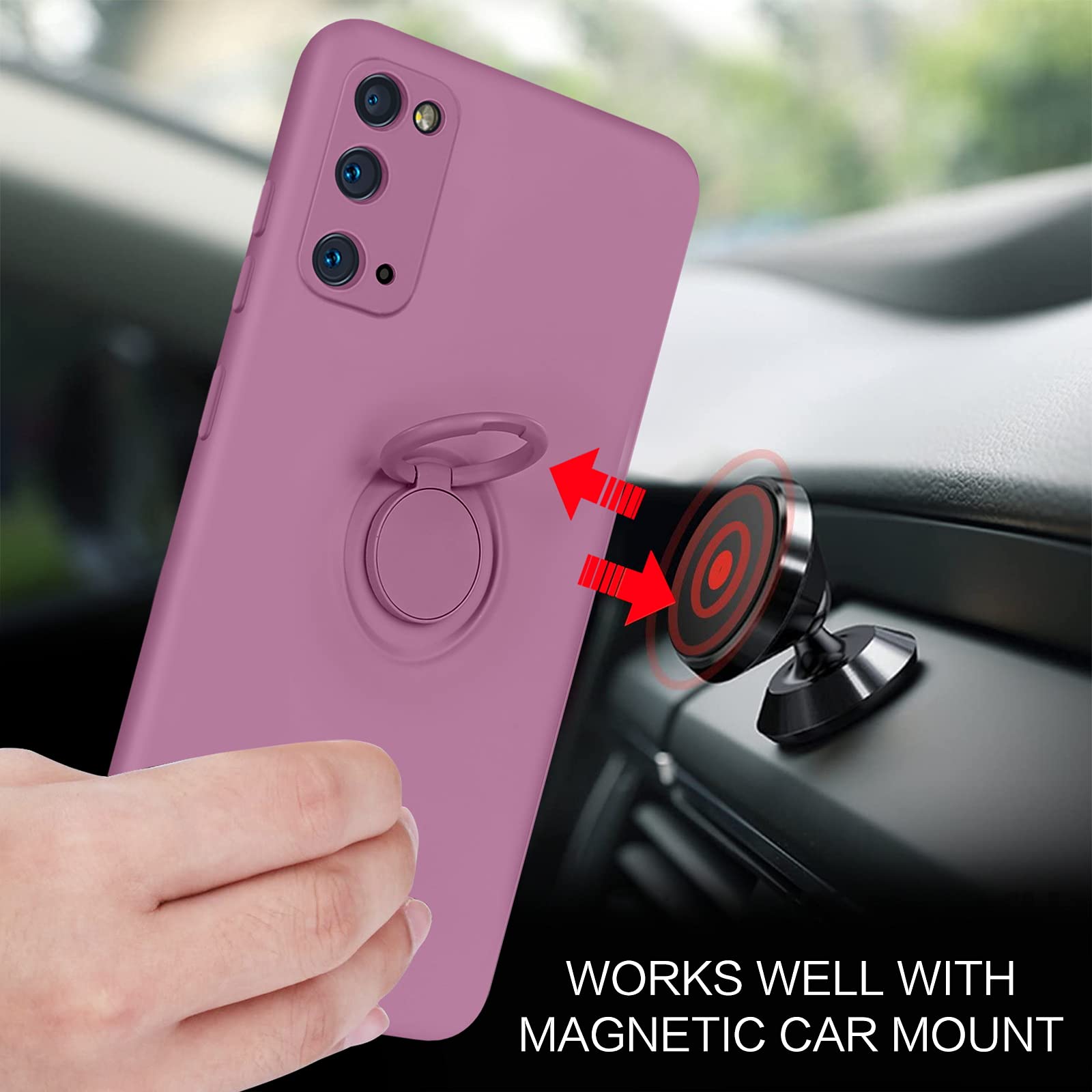 BENTOBEN for Galaxy S20 Case, Phone Case Samsung S20 5G 2020,Slim Silicone Ring Holder Kickstand Support Car Mount Soft Rubber Hybrid Hard Protection Shockproof Bumper Girl Women Cover, Deep Purple