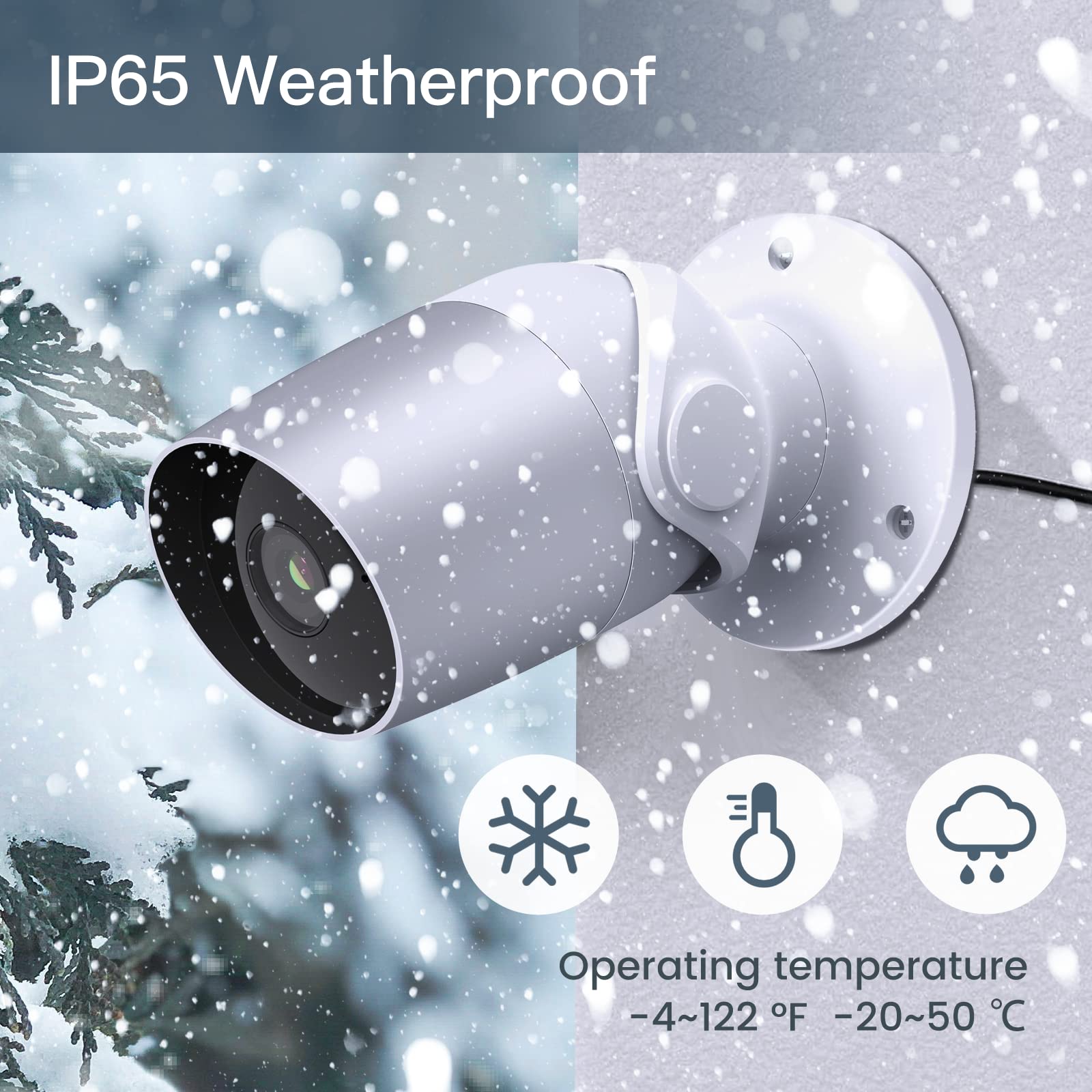 LAXIHUB Security Camera Outdoor 1080P Full HD, 2.4G WiFi Plug-in Camera, Motion & Noise Detection IP65 Waterproof, Night Vision, Two Way Audio-Compatible with Alexa & Google