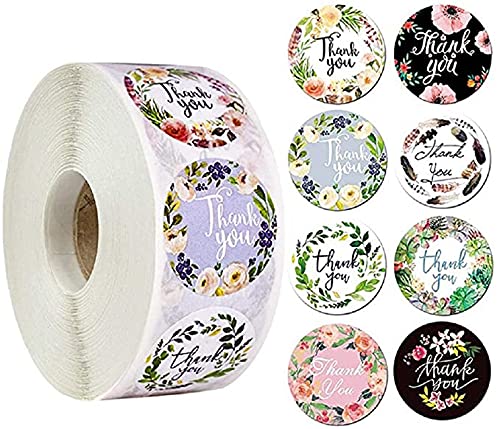 GUAGLL 3 Rolls Thank You Baking Sticker Cute Printing Sticker Label 1 Inch 500Pcs/Roll for Envelope Gift