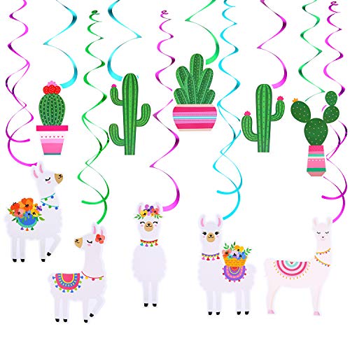 30 Pcs Llama Cactus Hanging Swirl Decorations Whole Llama Fun Llama Fiesta Baby Shower or Birthday Party Hanging Decor For Party Decoration Swirls