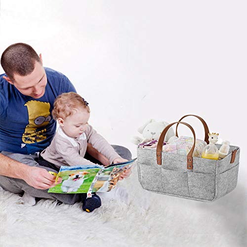 Baby Diaper Caddy Organizer, Portable Nappies Organizer Nursery Storage Basket, Diaper Bag Tote with Changeable Compartments, Baby Storage Basket for Car Travel, Diaper Storage Bin (M)