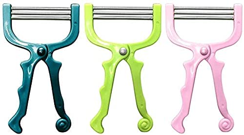 Facial Hair Remover Tool Face Beauty 3 Spring Threading Stick Applicator Spatula Removal Epilator Safety Without Injury (Light Green)