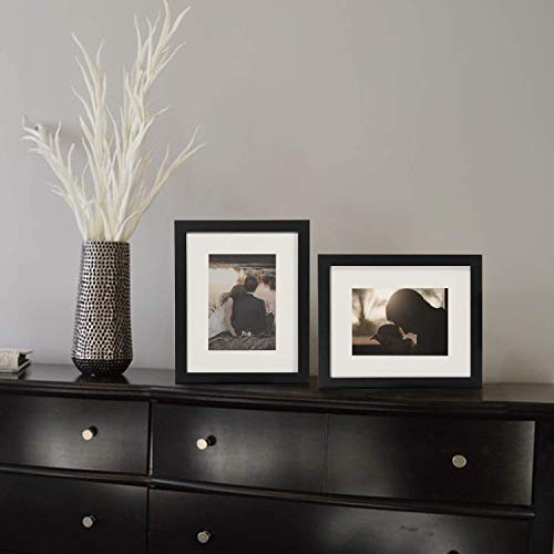ZYUE 6x8 inch Picture Frame Made of Wood and High Definition Plexi Glass for Wall Mounting and Table Top Display Photo Frame Black
