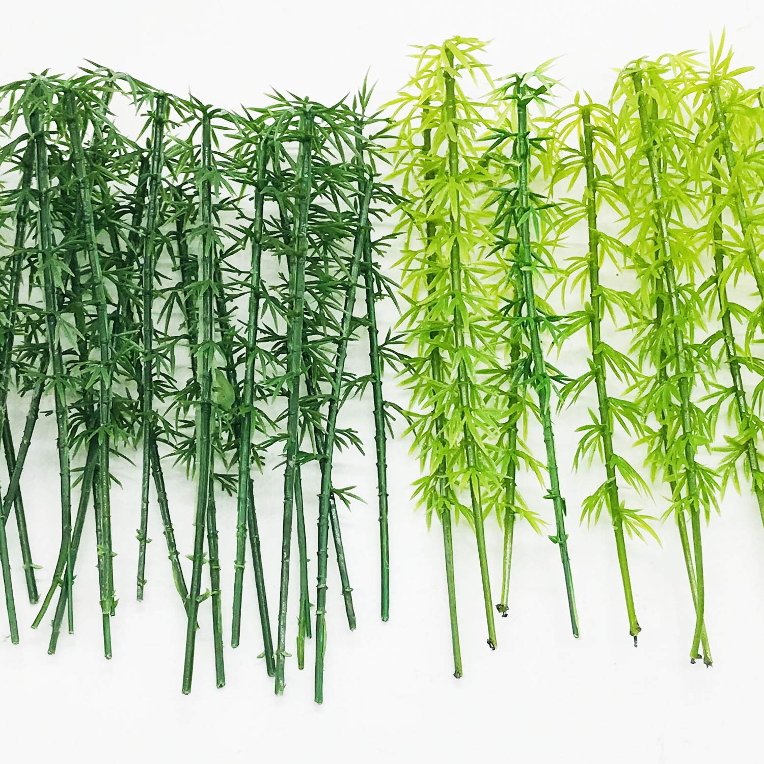 120 PCS Model Bamboo Trees, Woohome 5 Size Green Plastic Bamboo Trees for Home Decoration, Miniature Landscape, Landform Diorama Project (2.4 inch β 5.9inch)