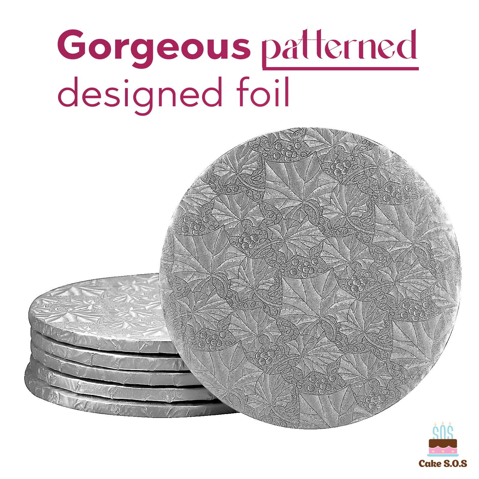 18 inch Silver Round Sturdy Cake Board Drums for Displaying Cakes, 1/2 inch Thick, 6 count