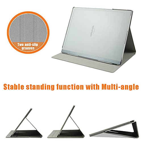 Xuanbeier Rotation Case Compatible with Remarkable 2 Paper Tablet Protective Cover with Pen Holder and Stand Funktion,Gray