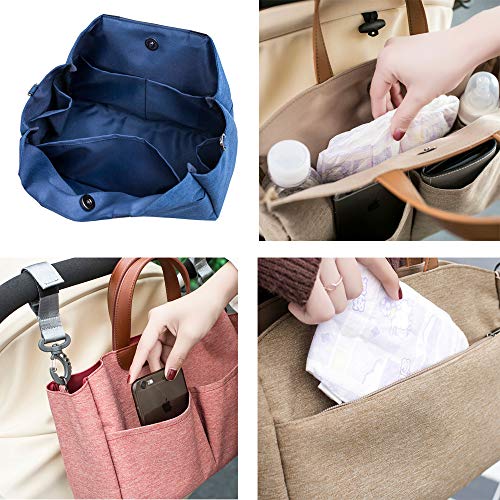 Baby Diaper Caddy Bag - Diaper Caddy Tote Baby Stroller Bag Nursery Storage Bin for Diapers, Wipes & Toys Mini Diaper Bag With Stroller Hooks (Beige)