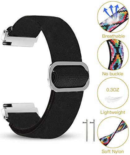 Compatible for Motast 1.69" Smartwatch Band, 20mm Watchband Stretch Nylon Adjustable Replacement Strap Compatible for Motast Smartwatch 1.69" / MuGo P36A Smartwatch / AGPTEK 1.69" Smartwatch / Rinsmola 1.69 Smartwatch (Black)