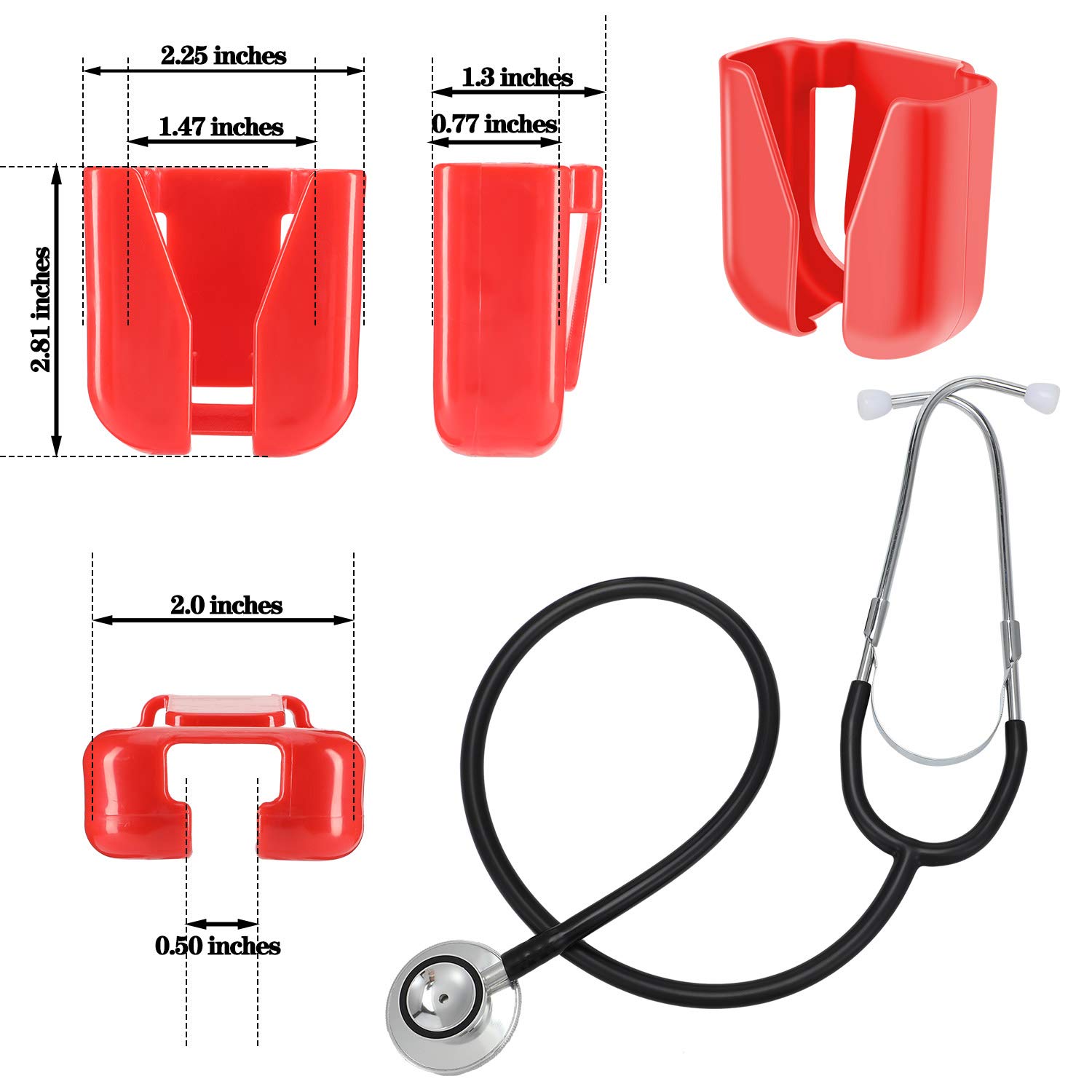 3 Pieces Stethoscope Holder Clip Plastic Nursing Waist Belt Stethoscope Holder Clip for Nurses Physicians(Cyan, Purple, Red)