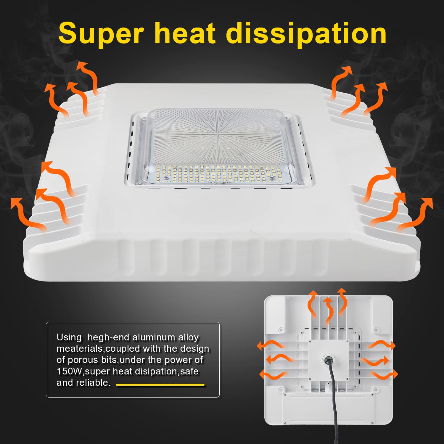 150W LED Canopy Light, 21000LM 5700K Daylight White Super Bright Gas Station Canopy Light,LED Parking Garage Lights(600W HID/HPS Equivalent) IP65 Waterproof, DLC and UL Certified (10-Pack)