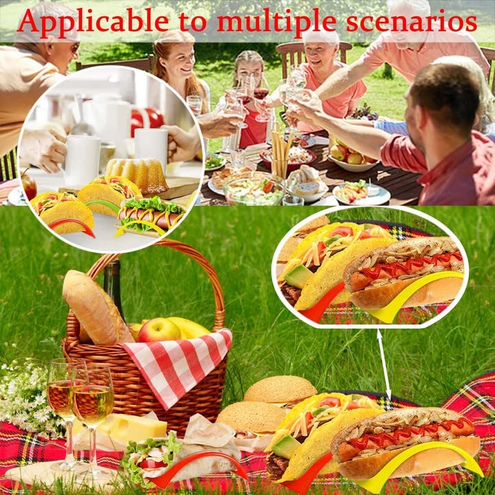 12 Pcs Taco Holder Random Colors Taco Stands Taco Rack Microwave Safe Taco Shell Holders Dishwasher and Grill Safe Taco Stand for Soft and Hard Shells,Taco Rack Stand for Dinner Party
