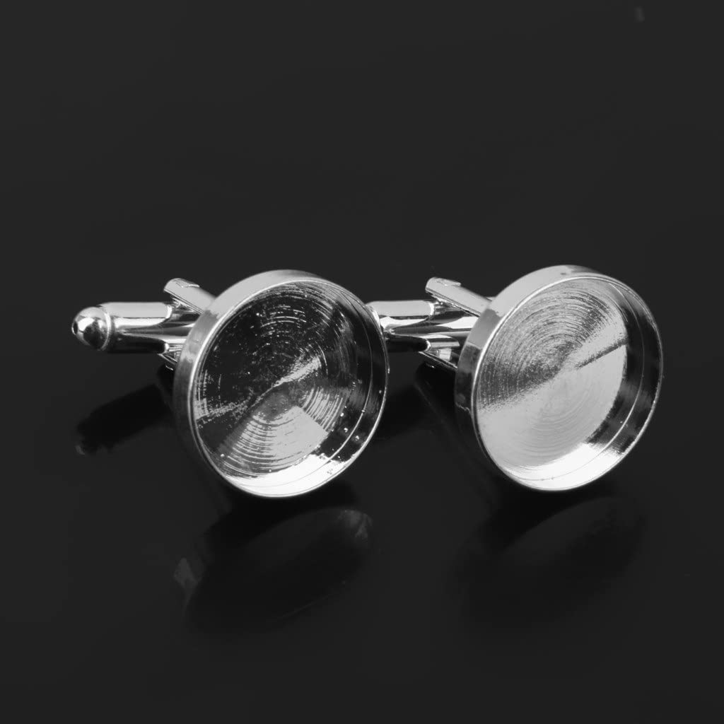 10Pcs Men Cufflinks Cuff Button Cabochons Frame Tray Bezel, Cufflink Blanks Setting Tray Brass (Color : A, Size : One Size) (A One Size)