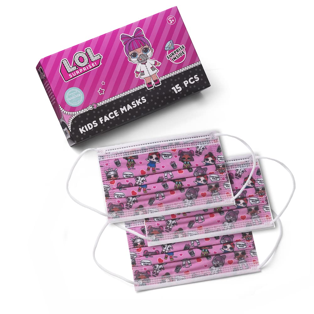 Disposable Face Mask LOL Surprise - Color Pink - 15 pcs per Pack - Gift Box
