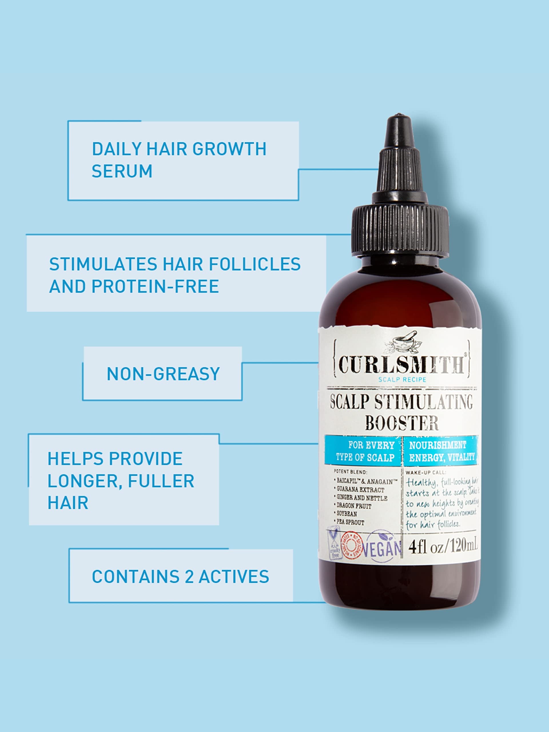 CURLSMITH - Scalp Stimulating Booster - Vegan Scalp Care Day Serum for Hair Growth (4oz)