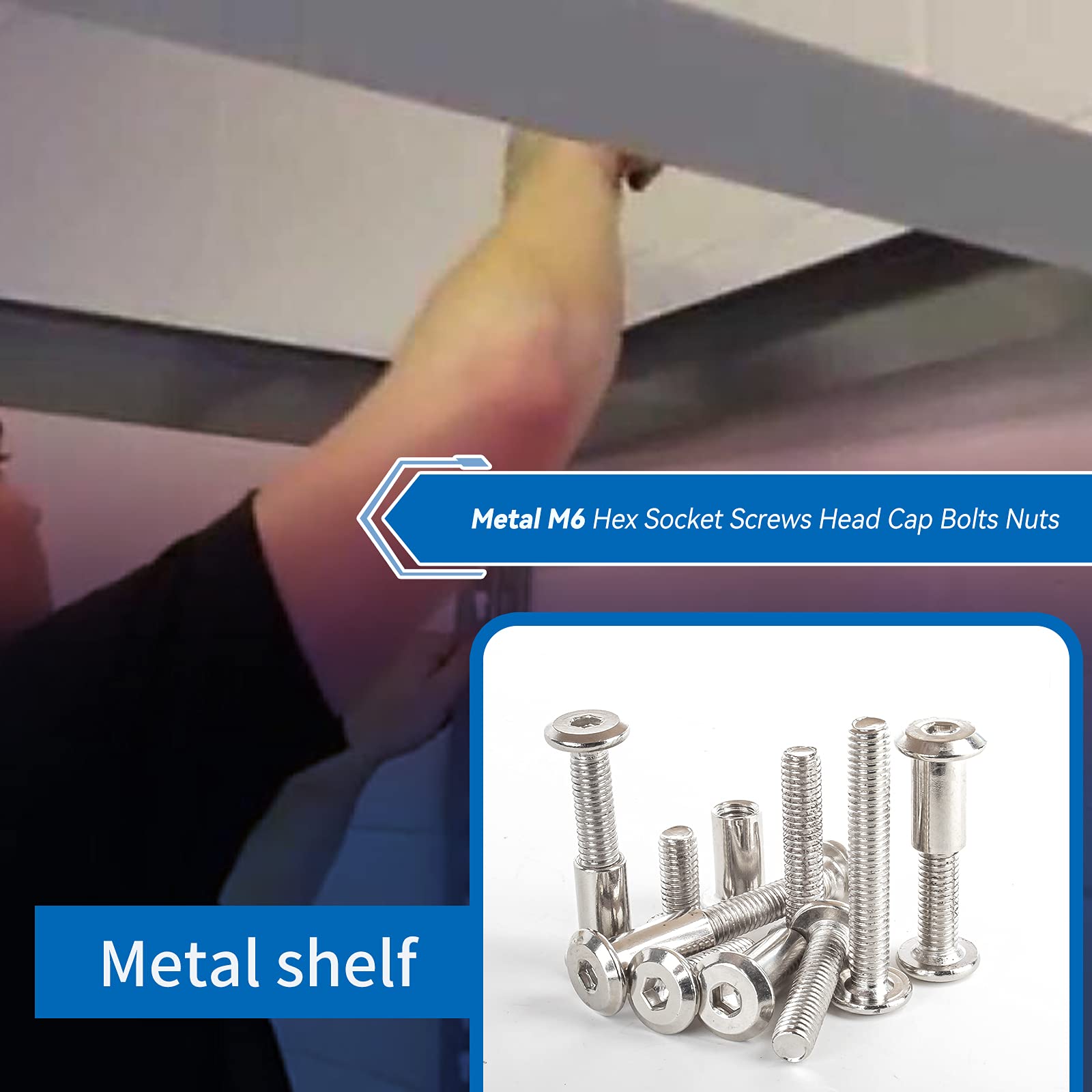 M6 x 16mm/20mm/25mm/30mm/40mm 140Pcs Hex Socket Screws Head Nuts with 1Pc Allen Wrench
