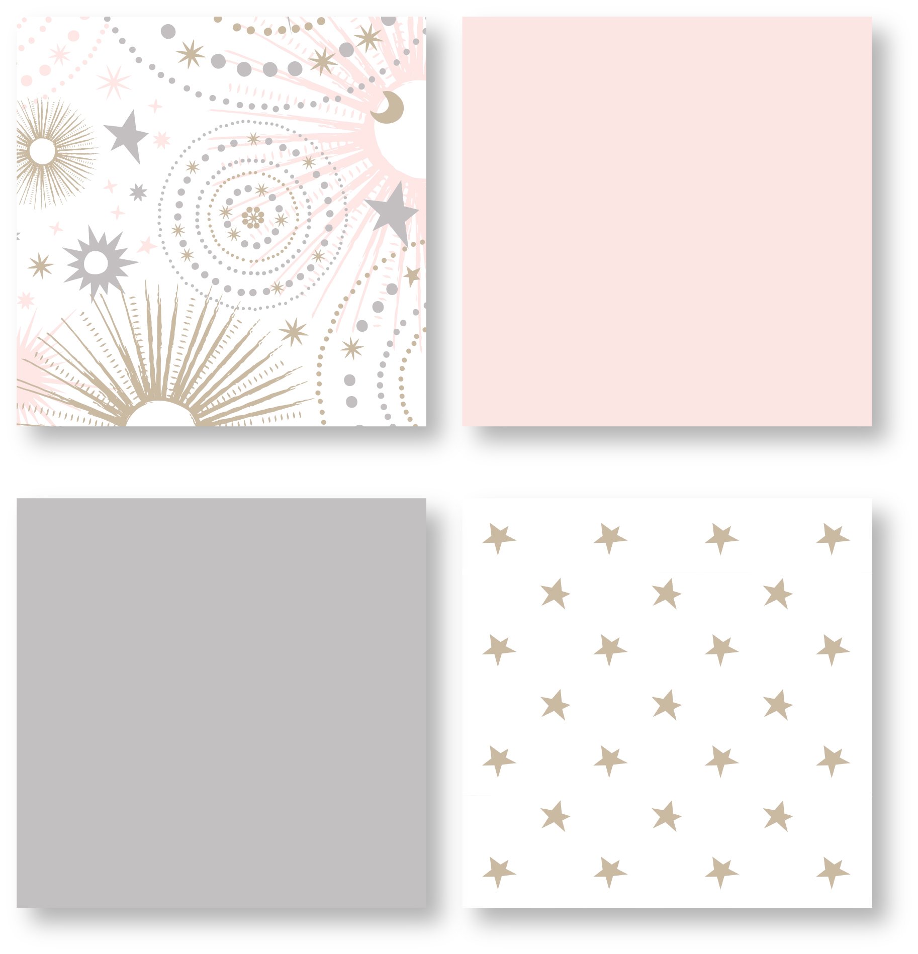 11 pc. Blush Pink, Gold, Grey and White Star and Moon Celestial Baby Girl Crib Bedding Set by Sweet Jojo Designs