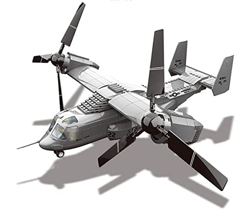 Bell Boeing V-22 Osprey Tiltrotor Aircraft Fighter Model Well Detailed Building Blocks Brick Building Set Aircraft Model Building Toy Plane Helicopter Toy Bricks Set - For Teens and Adults