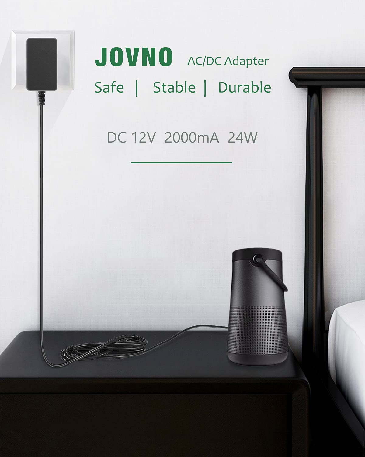 JOVNO 12V 2A 24W Multi Tips(10pcs) Switching Power Adapter, 100-240V AC to DC 12V Power Supply RGB LEDs Driver with 5.5x2.1mm 4.0x1.7mm 3.5x1.35mm for LED Strip Light Camera Router LCD Monitor DC Pump